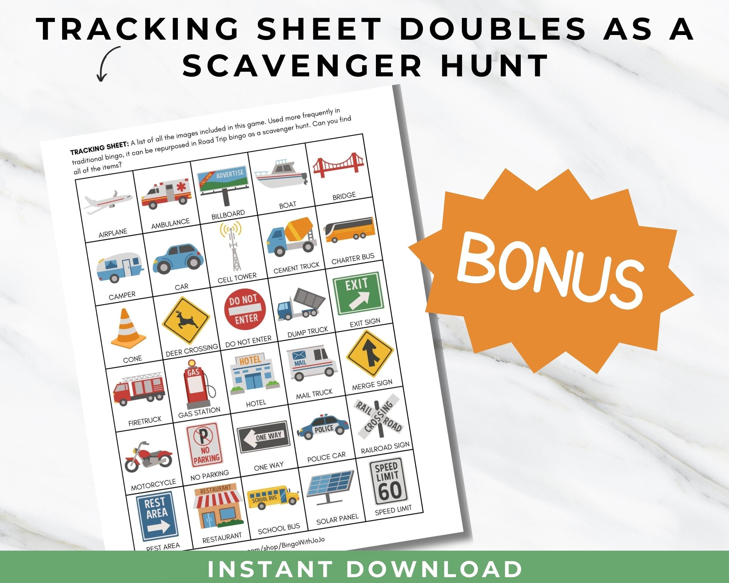 Road Trip Bingo 40 Cards Printable Travel Games for Kids, Adults Sign ...