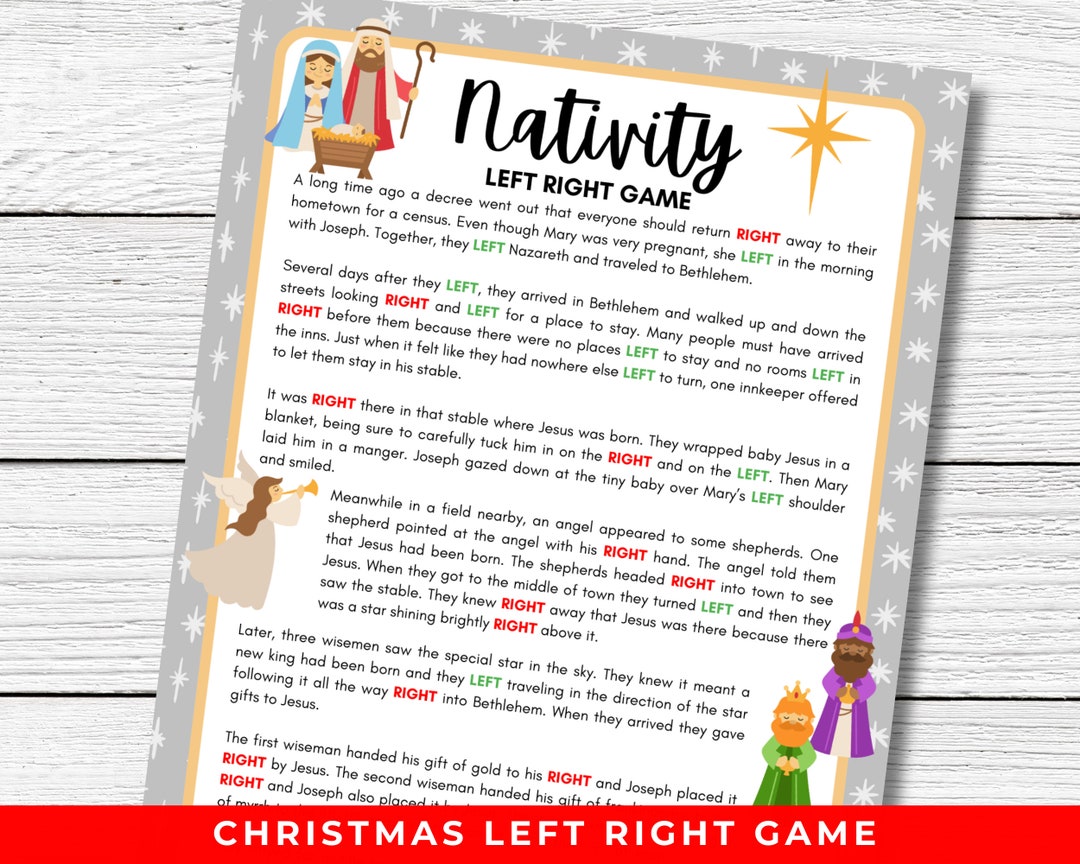 Nativity Left Right Christmas Game for Gift Exchange; Activity for Kids ...