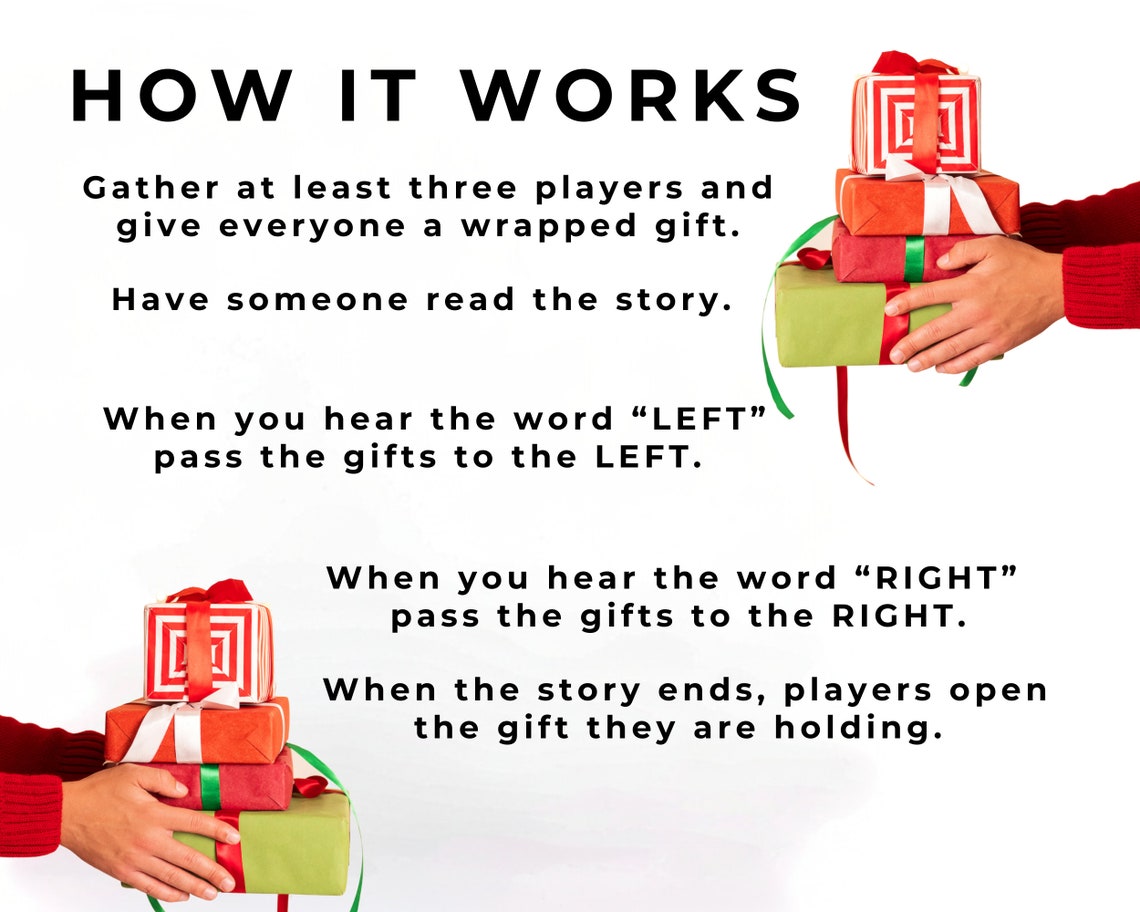 Left Right Christmas Game Printable Ornament Exchange Group Game Pass ...