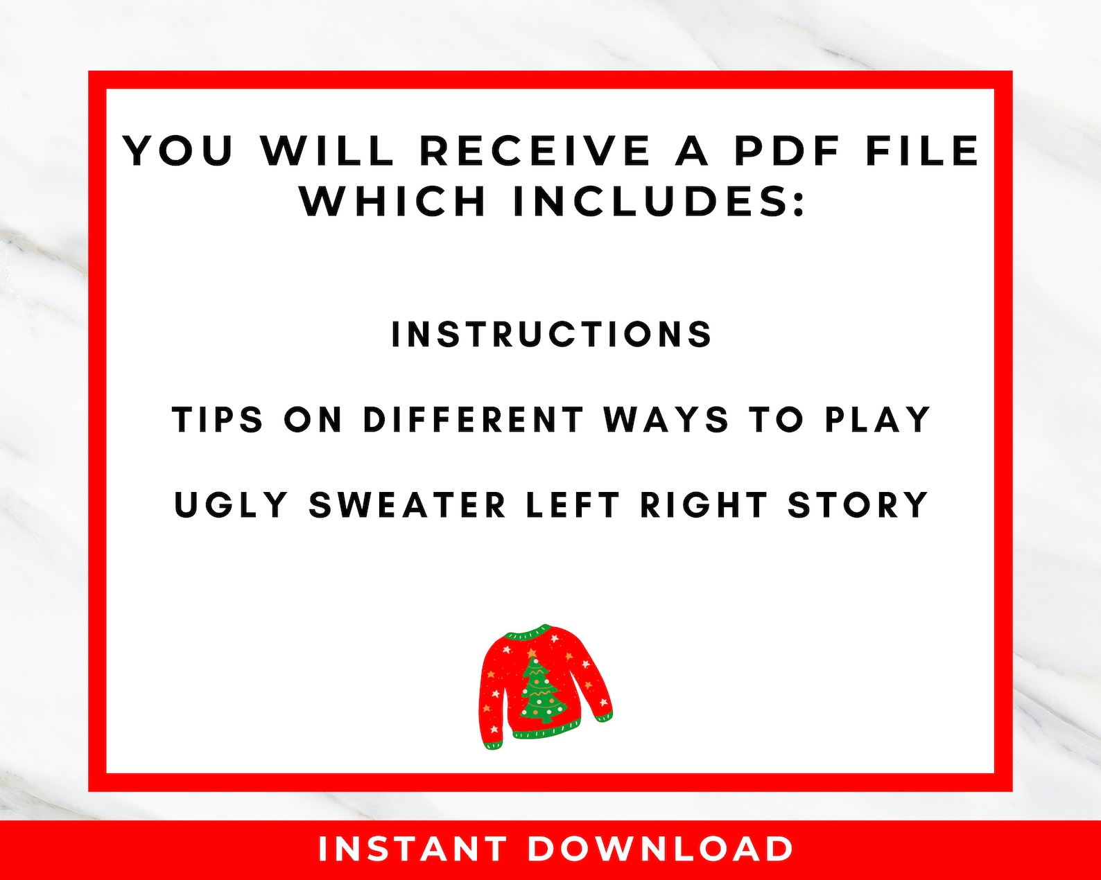 Left Right Christmas Game Story With Ugly Christmas Sweater Theme Pass ...