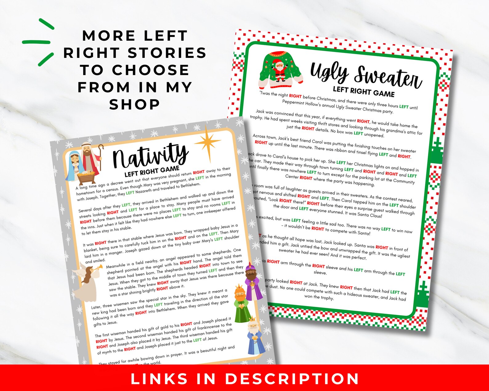 Left Right Christmas Game Printable; Ornament Exchange Group Game; Pass ...