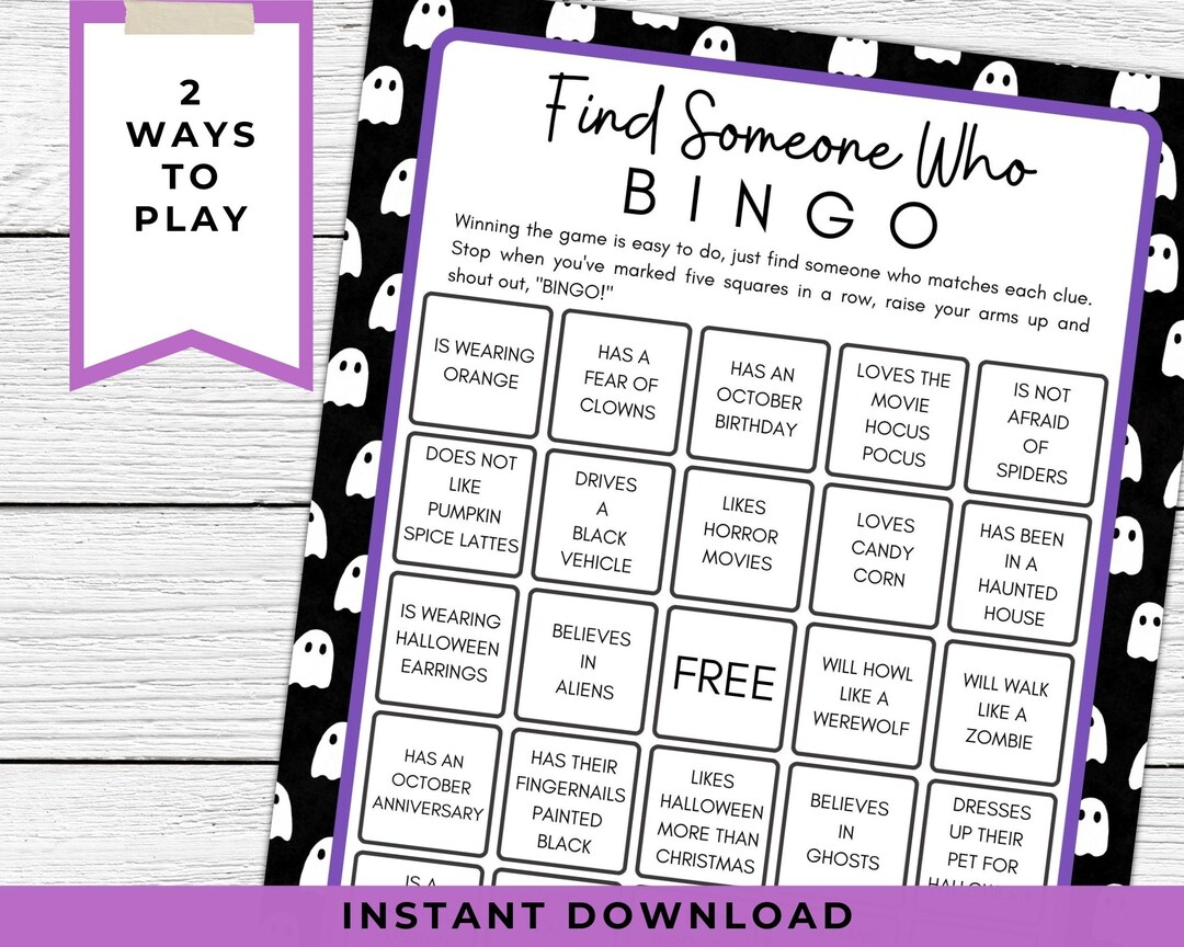 Halloween Mix and Mingle Bingo Printable Game Find the Guest - Etsy