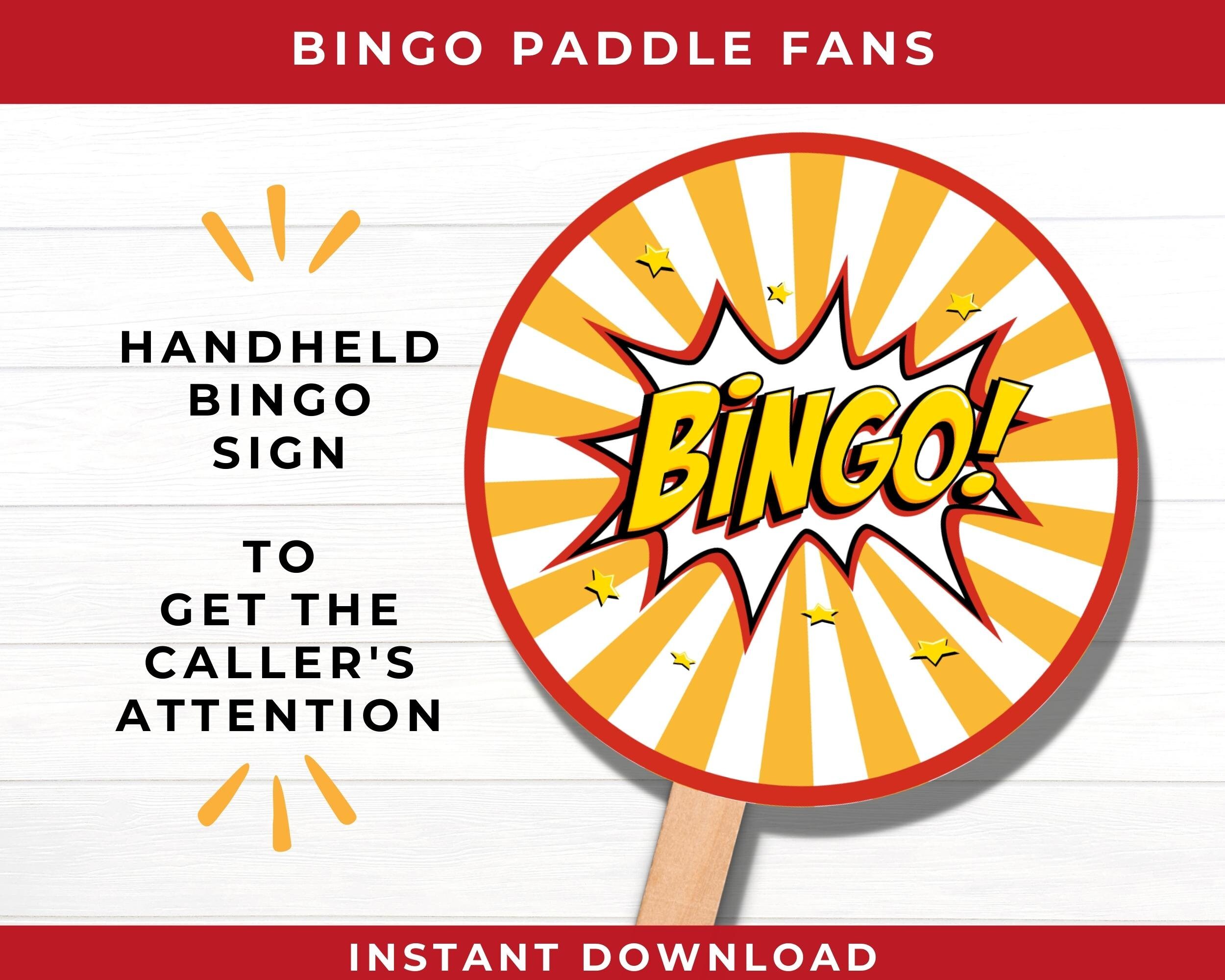 Handheld Printable Bingo Sign or Paddle Fan in 6 Colors to Match Your ...