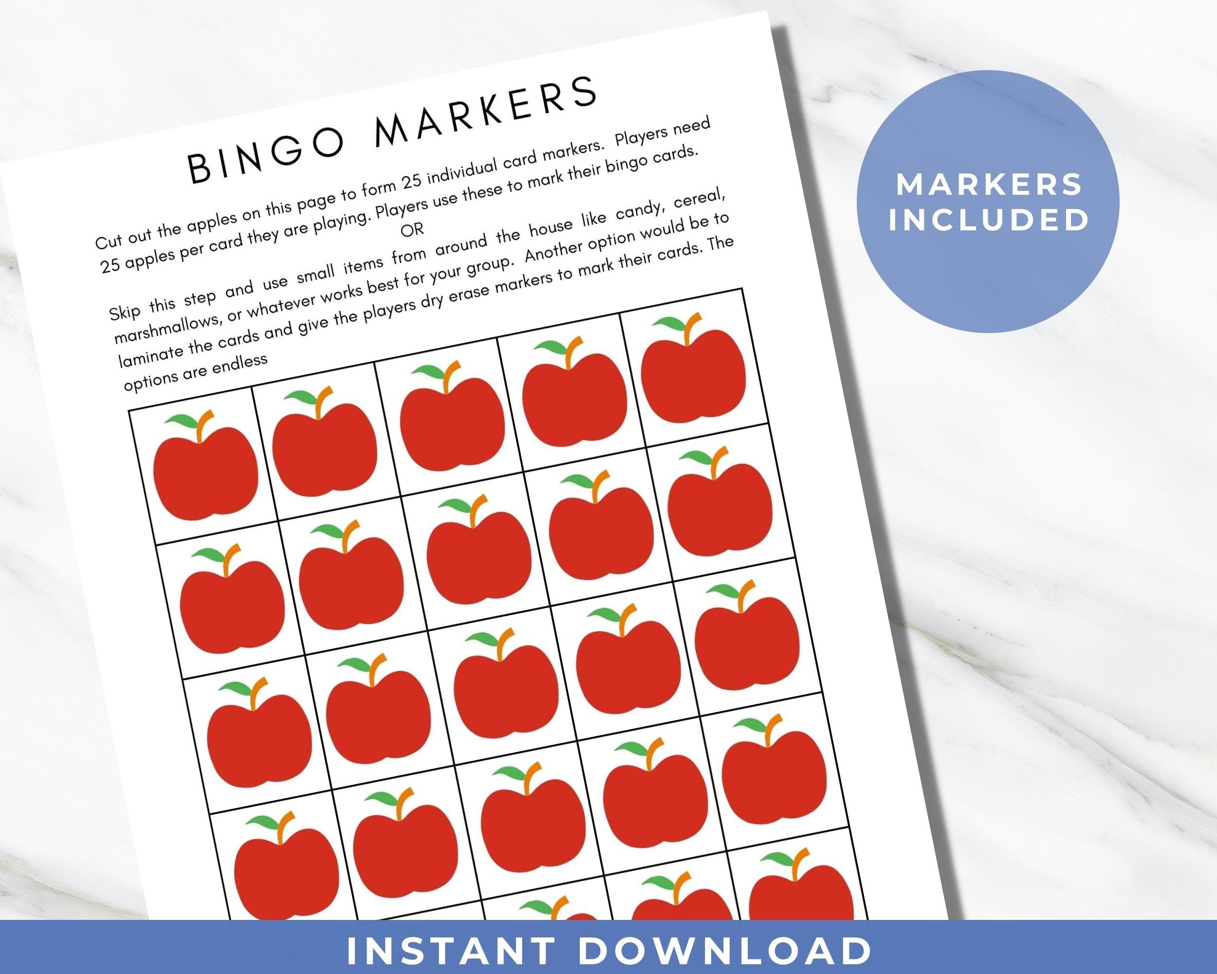 First Grade Bingo Game Printable 40 Cards and Apple Markers - Etsy