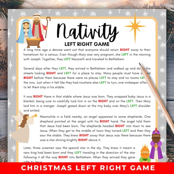 Right Left Christmas Game - Etsy
