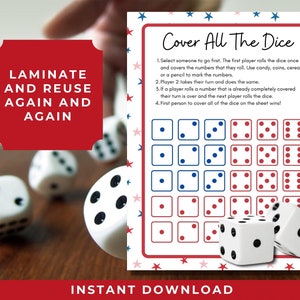 Cover the Dice | Patriotic Printable Game | Dice Games for Kids ...