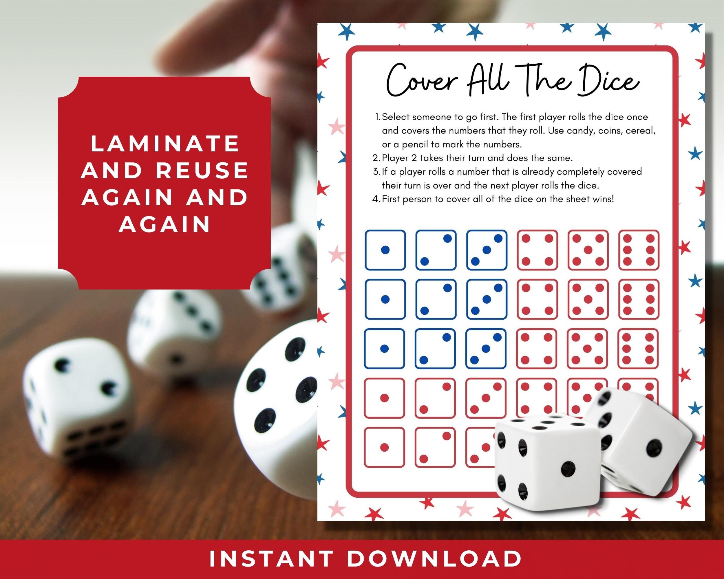 Cover the Dice | Patriotic Printable Game | Dice Games for Kids ...