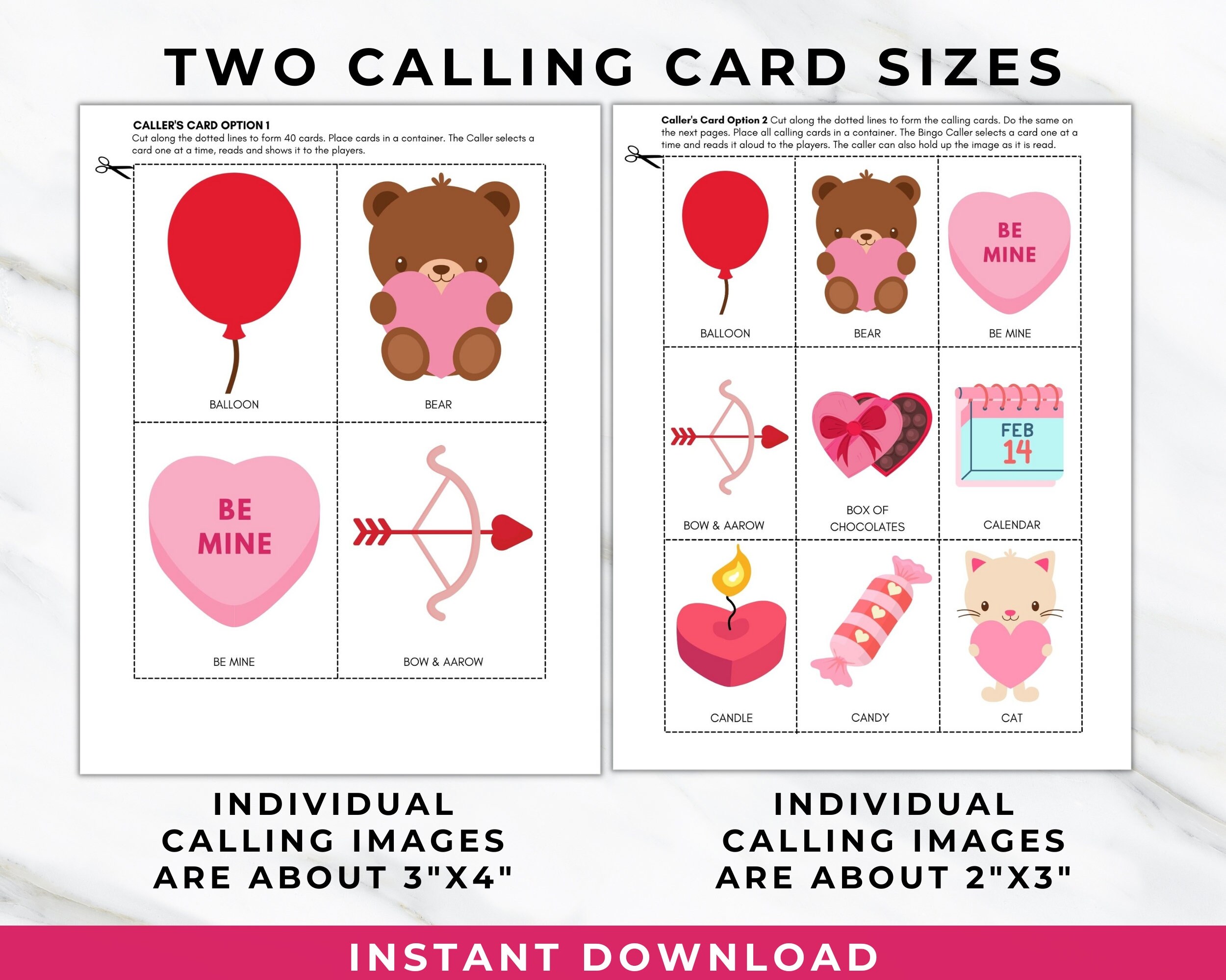 Valentine Bingo Printable, 40 Cards and Markers February Game for Kids ...