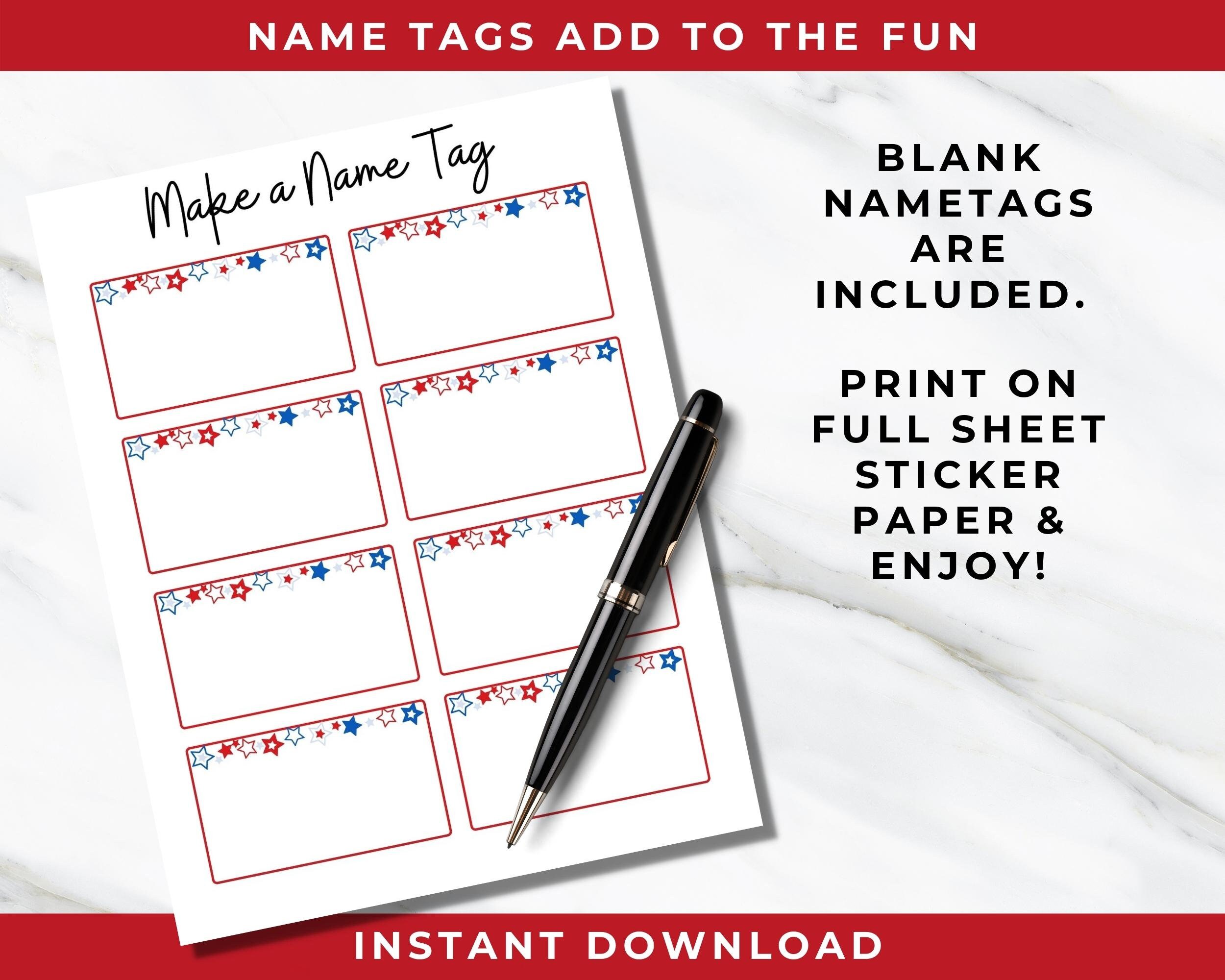 Printable Name Game INCLUDES Name Tags What's Your Presidential Name ...