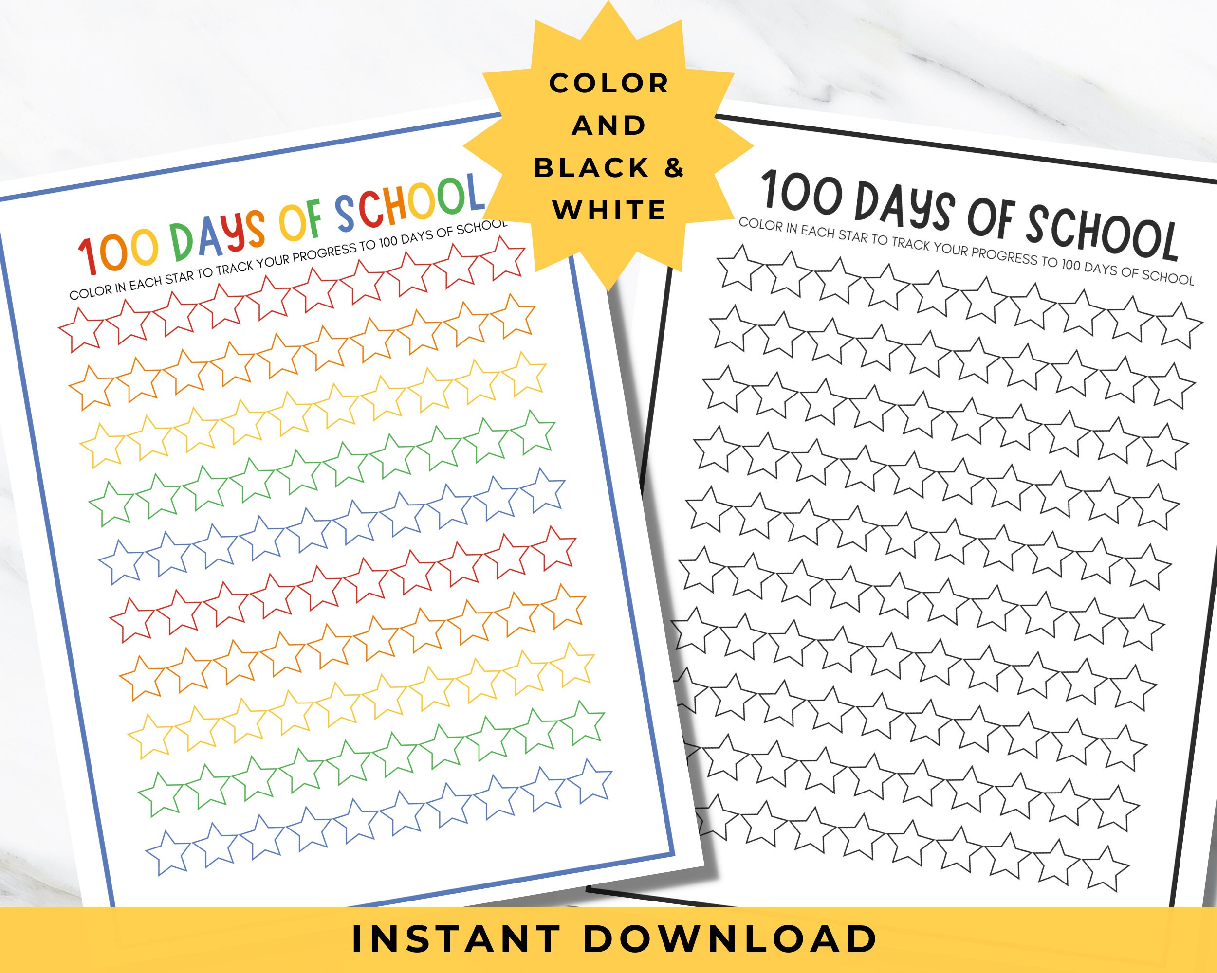 100 Days of School Printable Tracker Count and Color Activity for ...