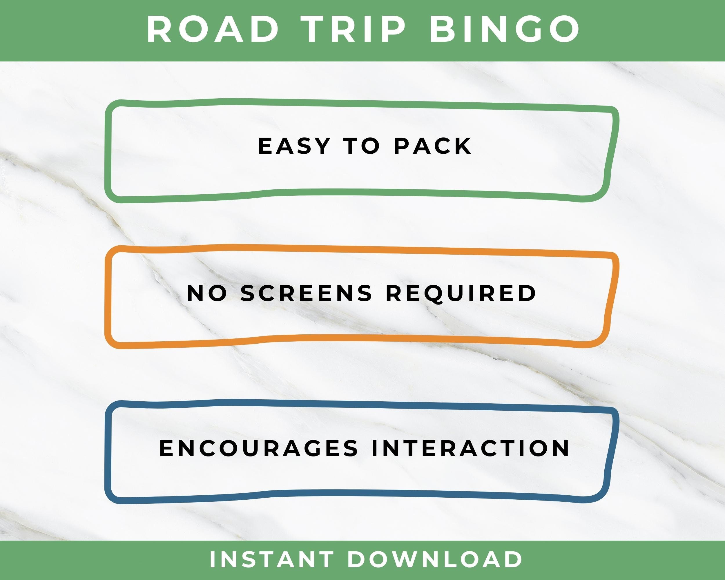 Road Trip Bingo 40 Cards Printable Travel Games for Kids, Adults Sign ...