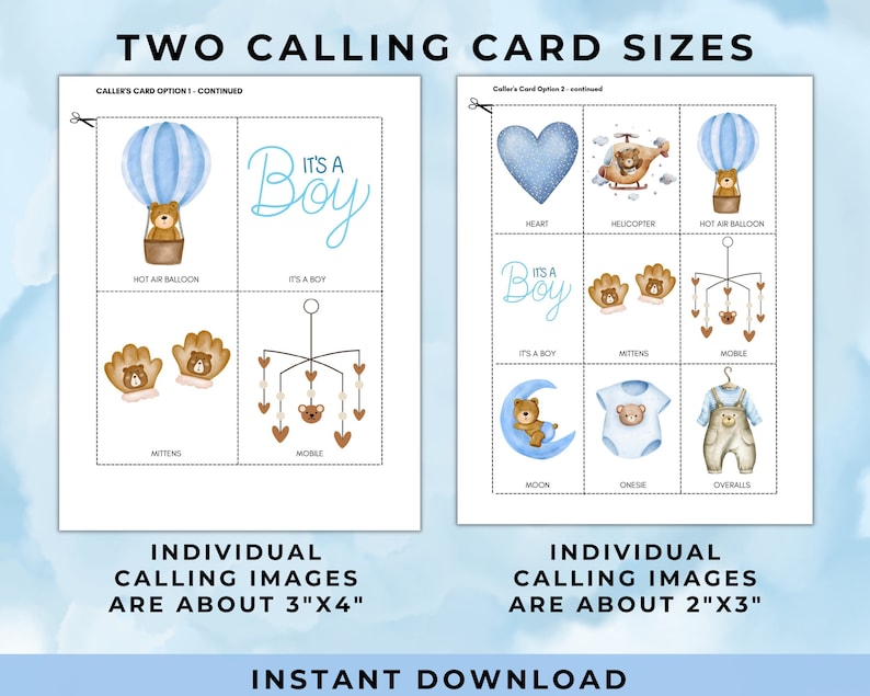 Blue Teddy Bear Baby Shower Bingo Printable We Can Bearly Wait 60 Card ...