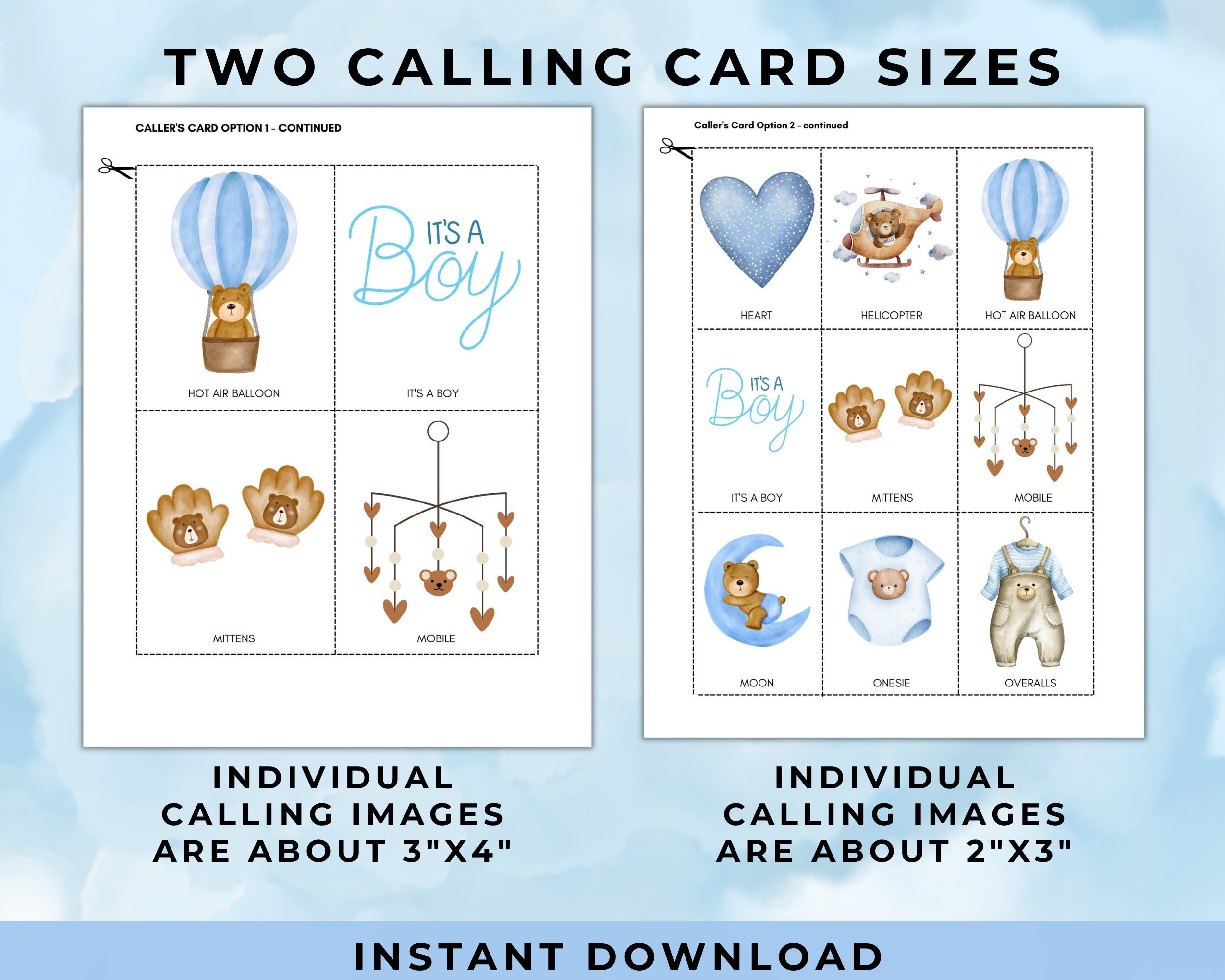 Blue Teddy Bear Baby Shower Bingo Printable | We Can Bearly Wait | 60 ...
