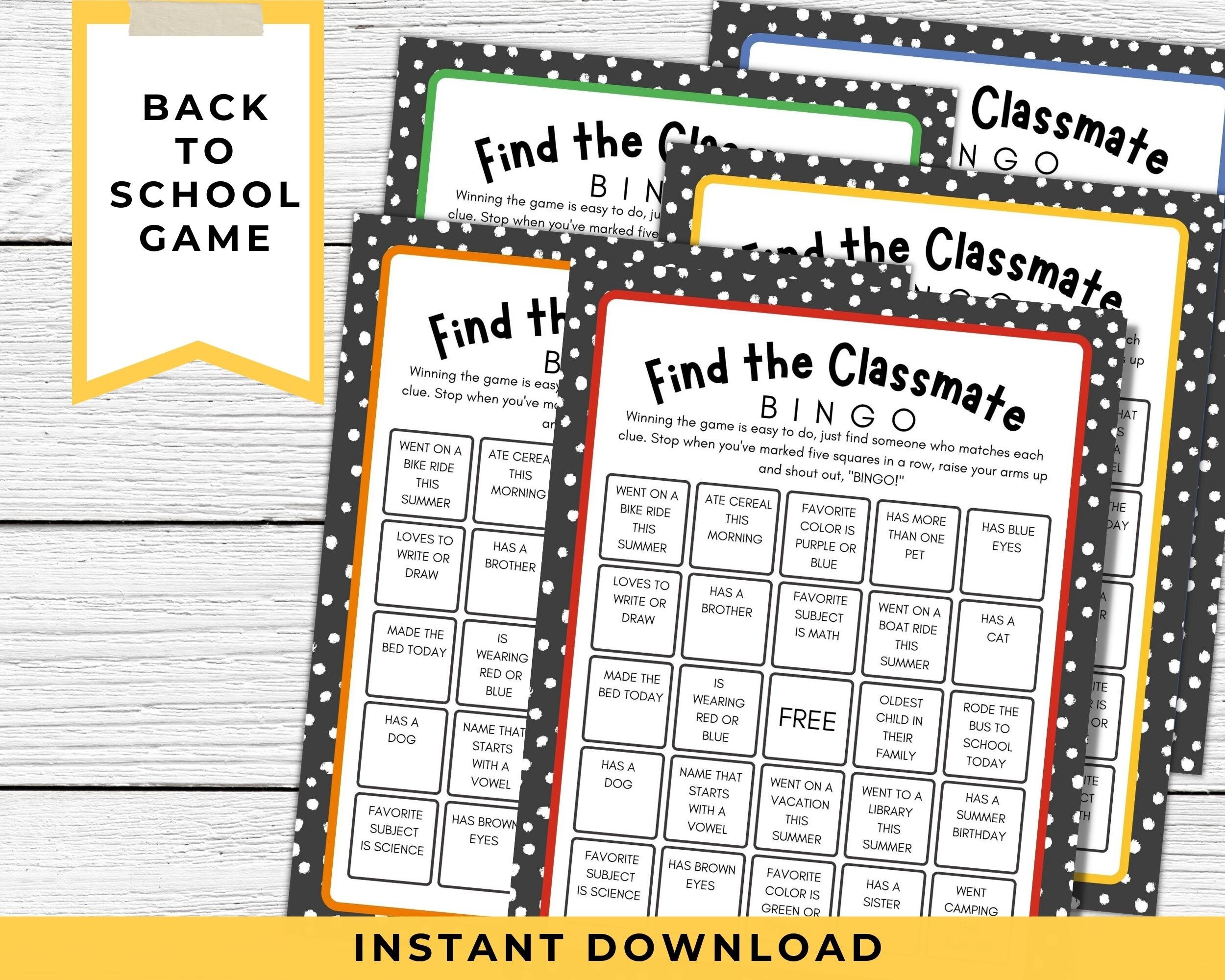 Printable Find the Classmate Bingo 5 Colors Student - Etsy