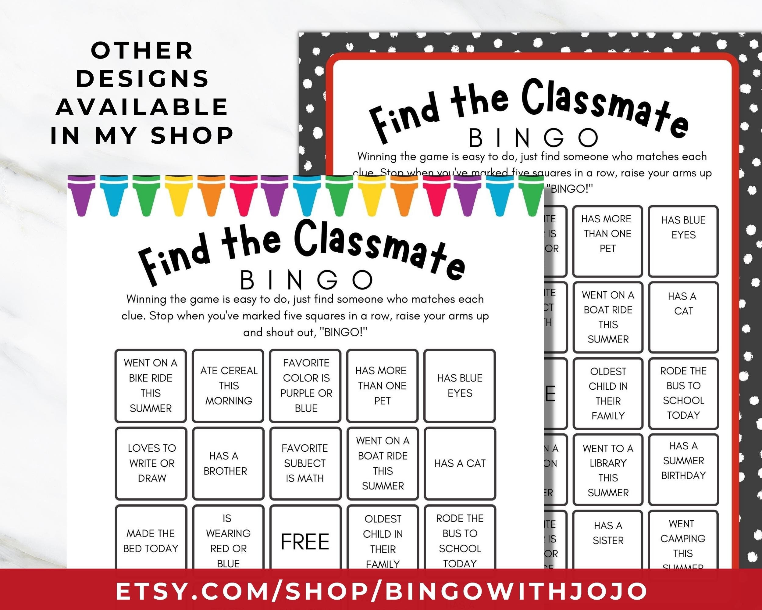 Find the Classmate Bingo Printable Back to School Classroom - Etsy