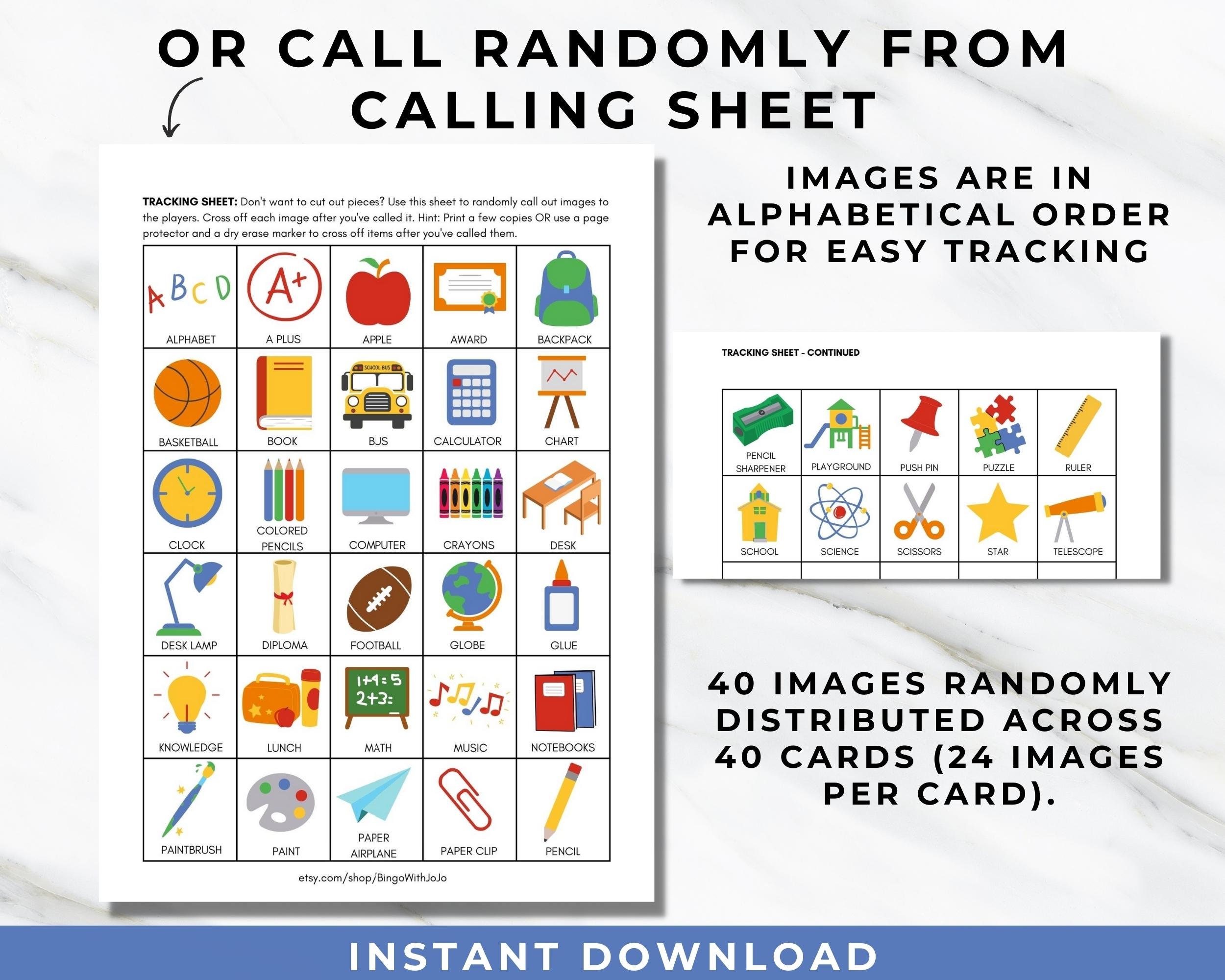 First Grade Bingo Game Printable 40 Cards and Apple Markers - Etsy