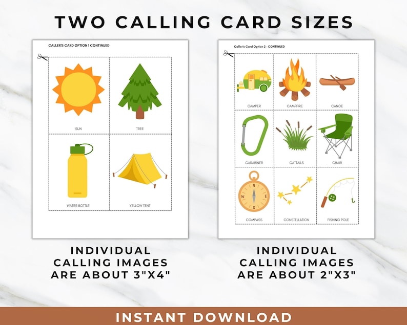 Camping Bingo Card Printable Set; 40 Cards and Markers; Campground ...