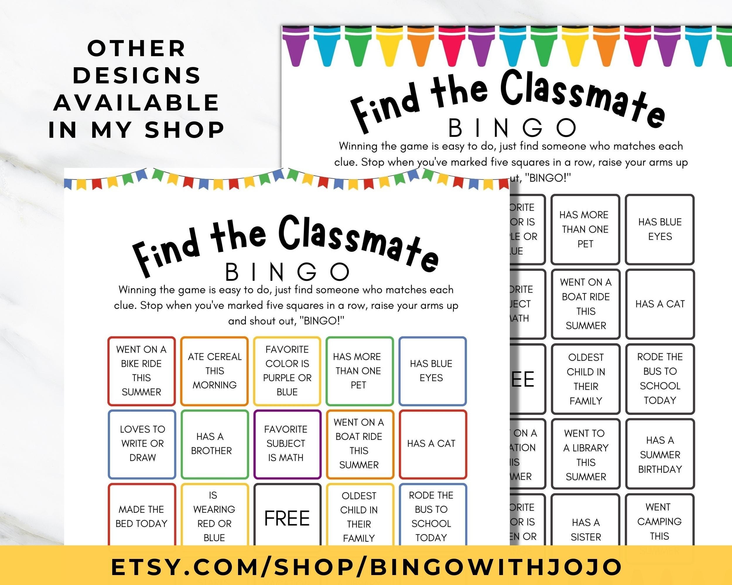 Get to Know You Bingo Printable for Elementary School Aged Kids ...
