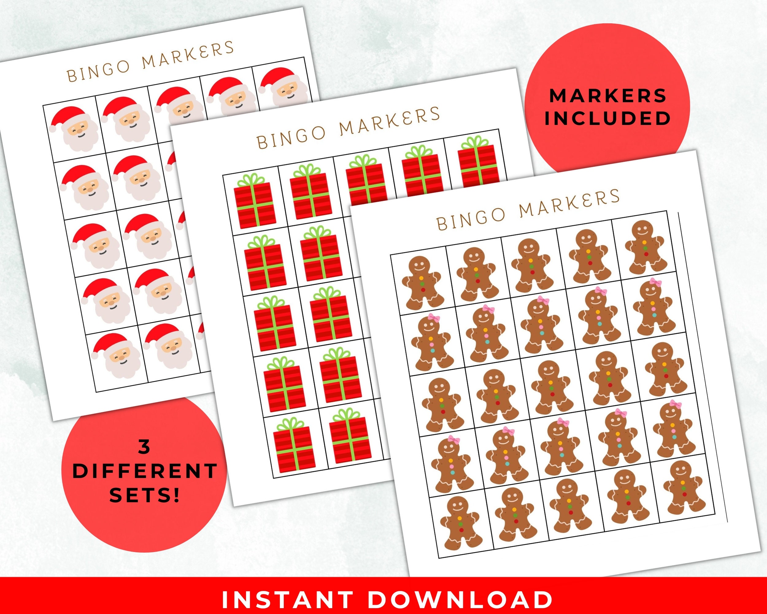 Christmas Bingo Printable, 40 Cards and Markers Seasonal Game for Kids ...