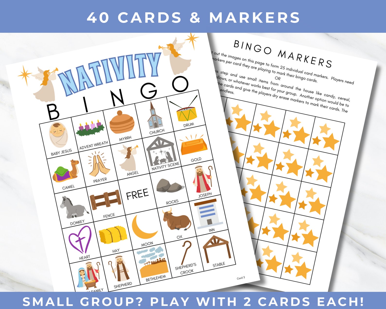 Nativity Christmas Bingo Game, 40 Printable Bingo Cards; for Kids ...