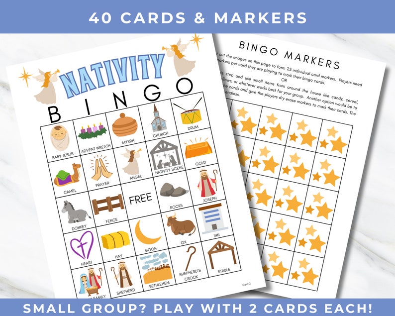 Nativity Christmas Bingo Game, 40 Printable Bingo Cards; for Kids ...