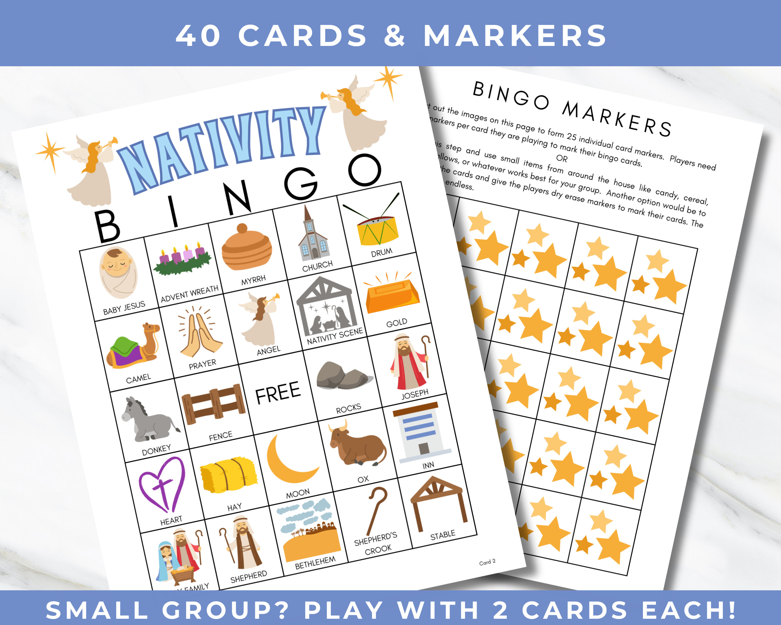Nativity Christmas Bingo Game, 40 Printable Bingo Cards; for Kids ...