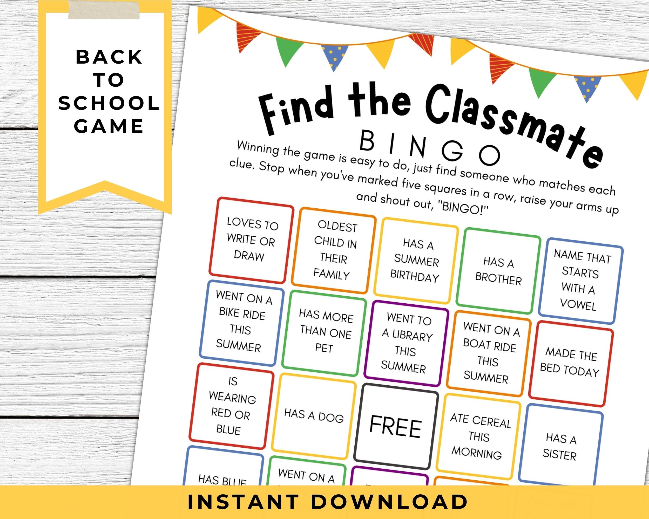 Find the Classmate Bingo Printable Back to School Classroom - Etsy