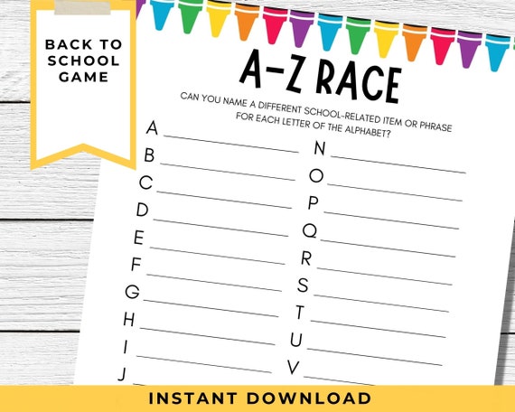 Alphabet Printable Game A-Z Word Race is a Fun Activity for a - Etsy