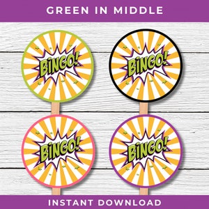 Handheld Printable Bingo Sign or Paddle Fan; Bingo Night Decoration; 8 ...