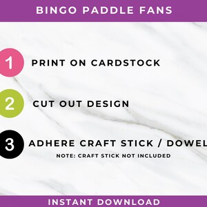 Handheld Printable Bingo Sign or Paddle Fan; Bingo Night Decoration; 8 ...