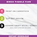 Handheld Printable Bingo Sign or Paddle Fan; Bingo Night Decoration; 8 ...