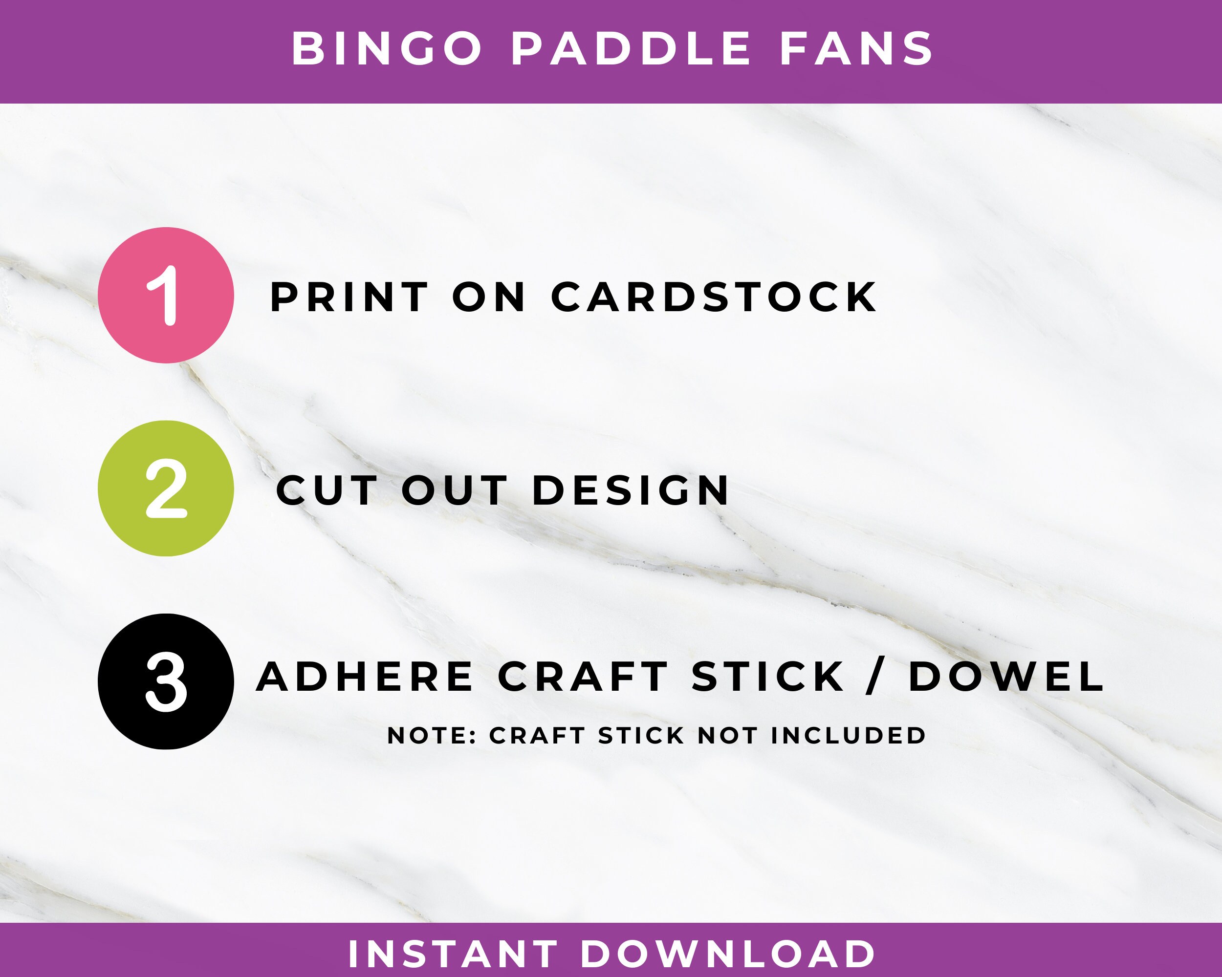 Handheld Printable Bingo Sign or Paddle Fan Bingo Night Decoration 8 ...
