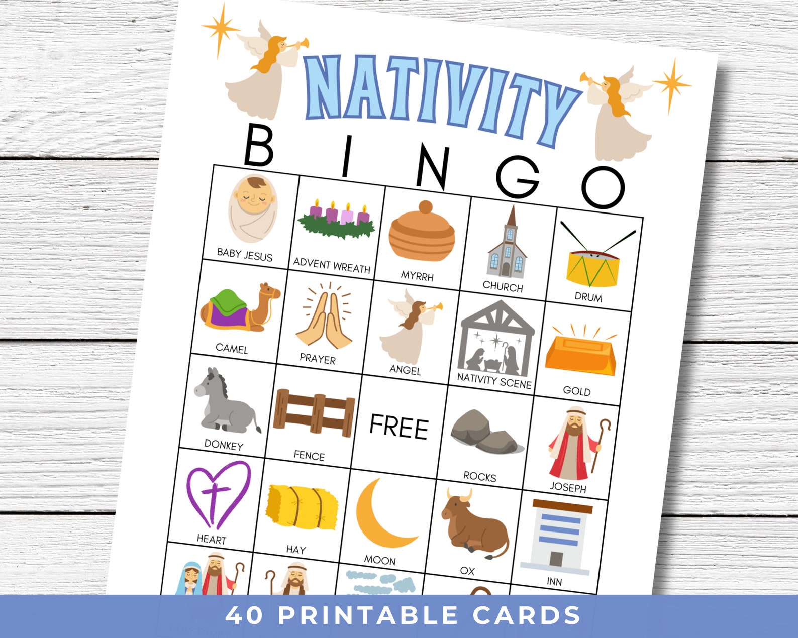 Nativity Christmas Bingo Game, 40 Printable Bingo Cards; for Kids ...