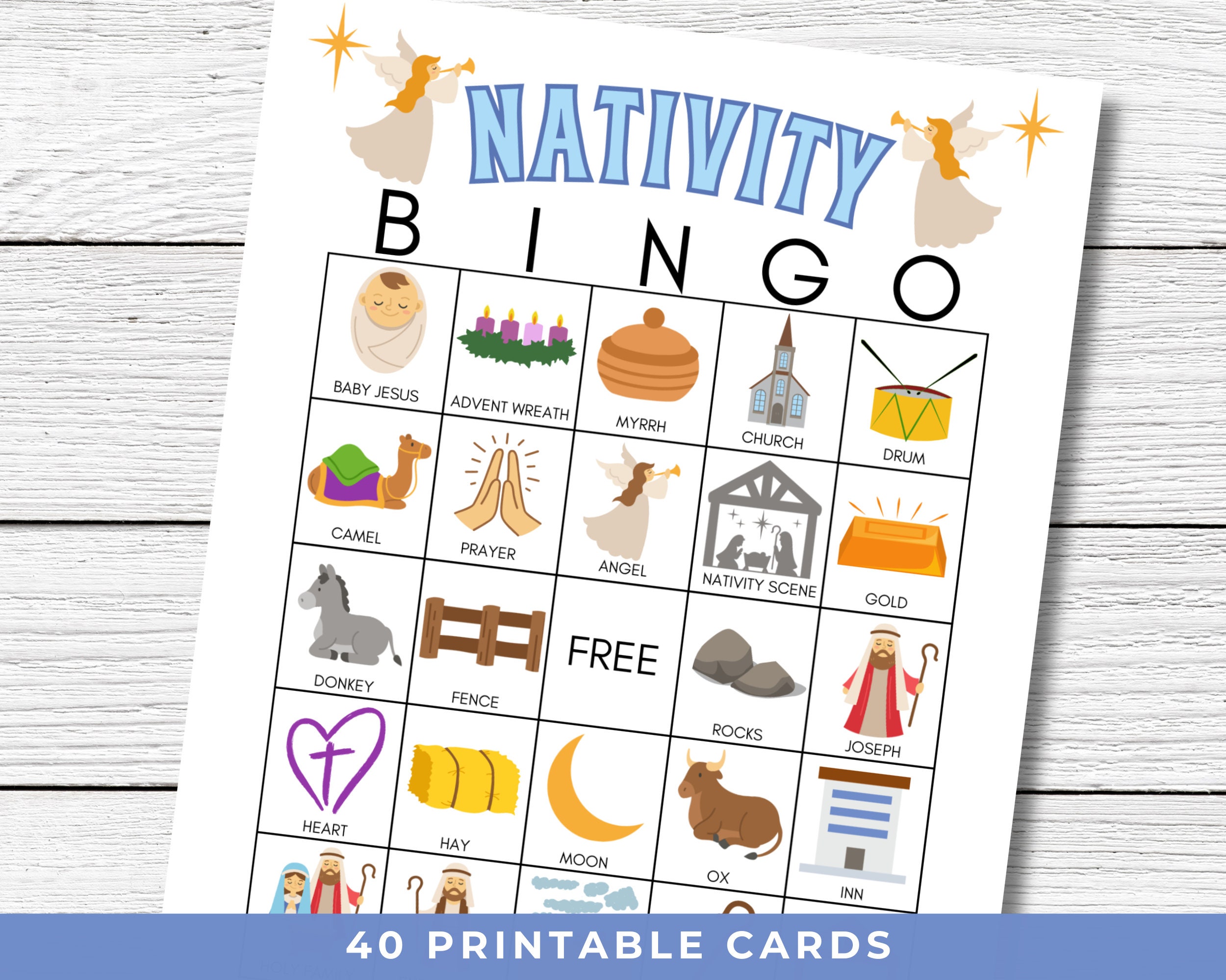 Nativity Christmas Bingo Game, 40 Printable Bingo Cards; for Kids ...