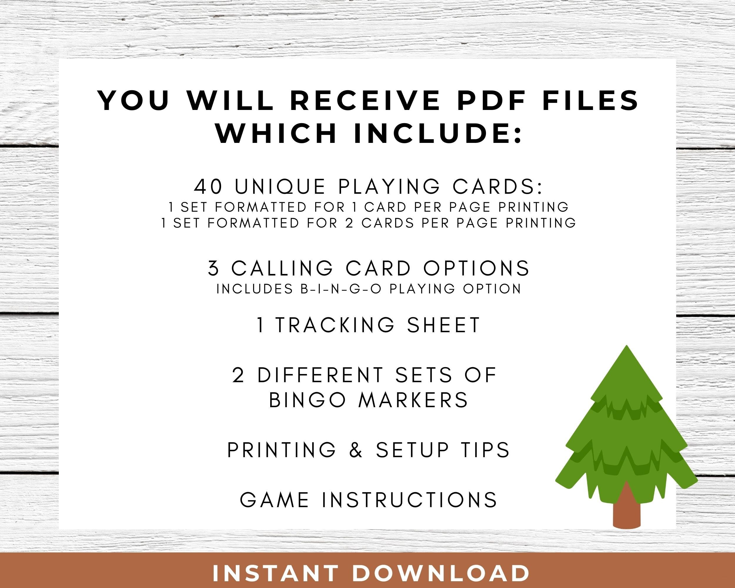 Camping Bingo Card Printable Set 40 Cards and Markers - Etsy