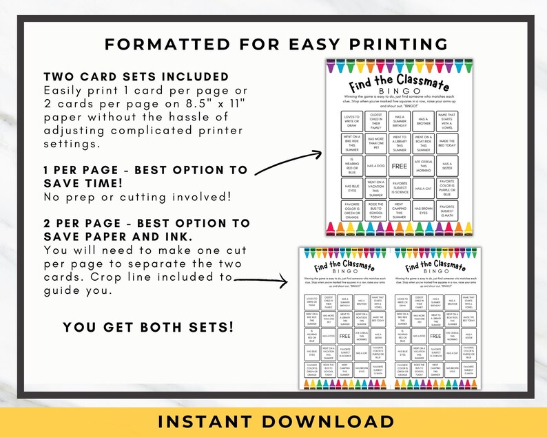Find the Classmate Bingo Printable; Back to School Classroom Icebreaker ...