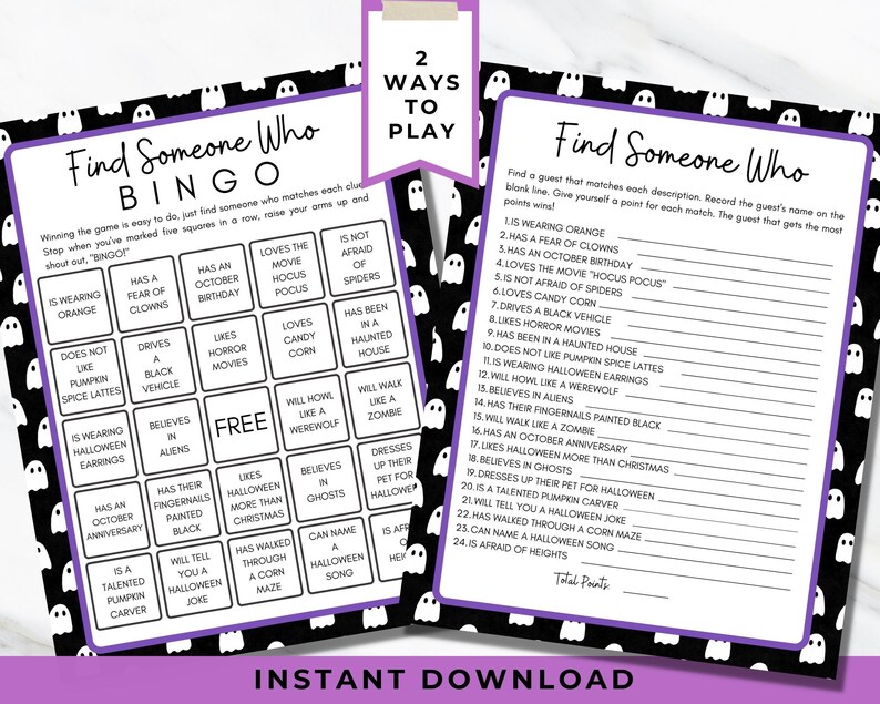Halloween Mix and Mingle Bingo Printable Game Find the Guest - Etsy
