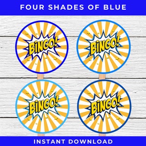 Handheld Printable Bingo Sign or Paddle Fan in Blue and Black | Winner ...