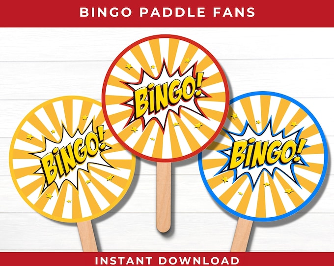 Handheld Printable Bingo Sign or Paddle Fan in 6 Colors to Match Your ...