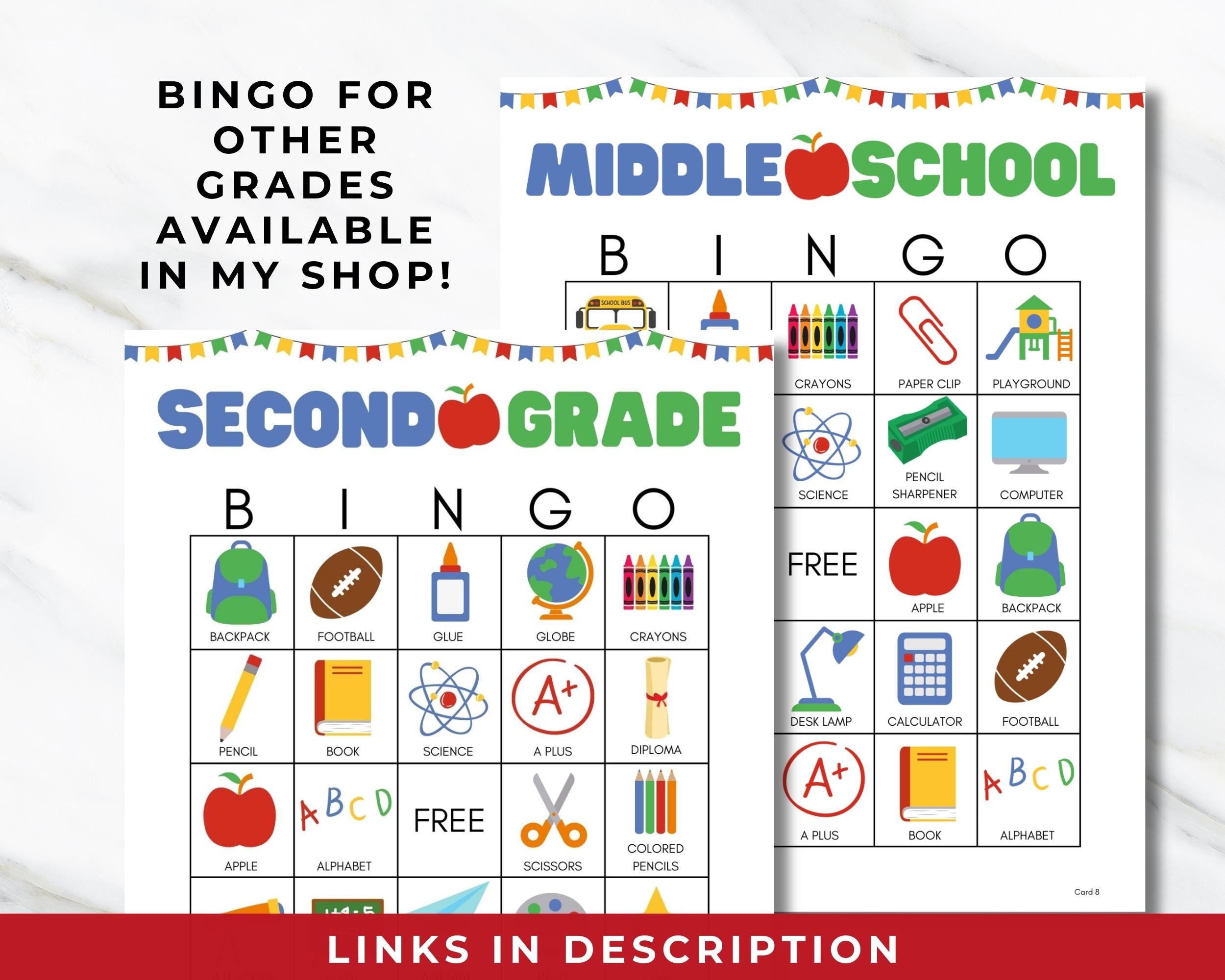 First Grade Bingo Game Printable 40 Cards and Apple Markers - Etsy