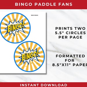 Handheld Printable Bingo Sign or Paddle Fan in 6 Colors to Match Your ...