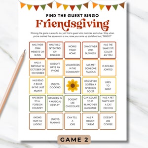 Friendsgiving Find the Guest Bingo Game; Icebreaker Group Activity ...