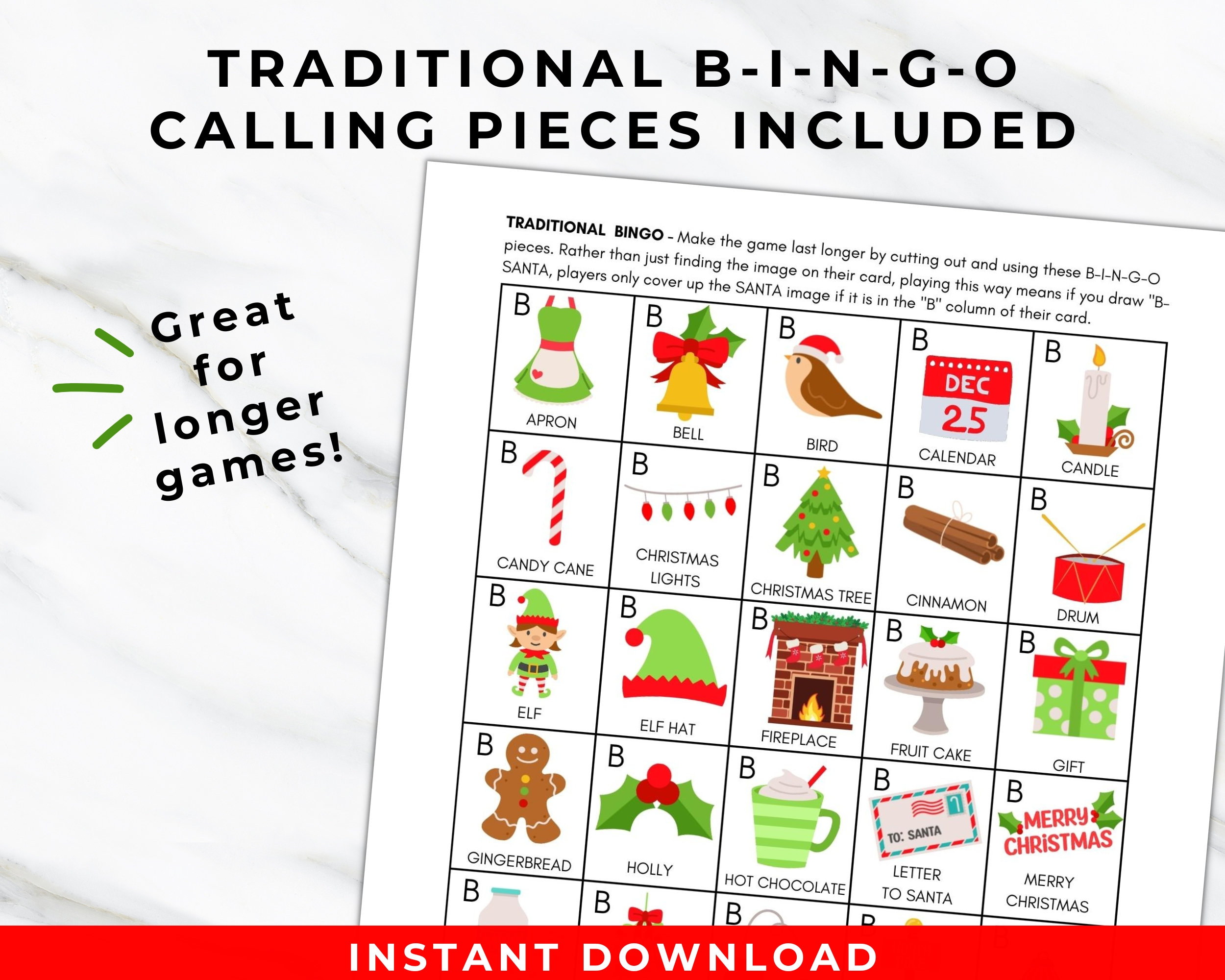 Christmas Bingo Printable, 40 Cards and Markers Seasonal Game for Kids ...