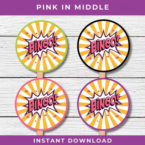 Handheld Printable Bingo Sign or Paddle Fan; Bingo Night Decoration; 8 ...