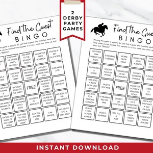 Find the Guest Bingo Game for Kentucky Horse Derby Party, Printable ...