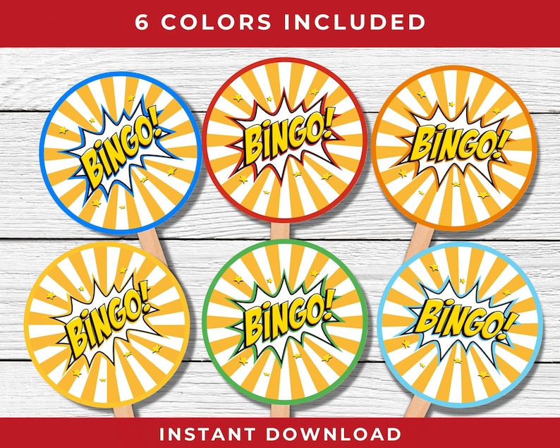Handheld Printable Bingo Sign or Paddle Fan in 6 Colors to Match Your ...