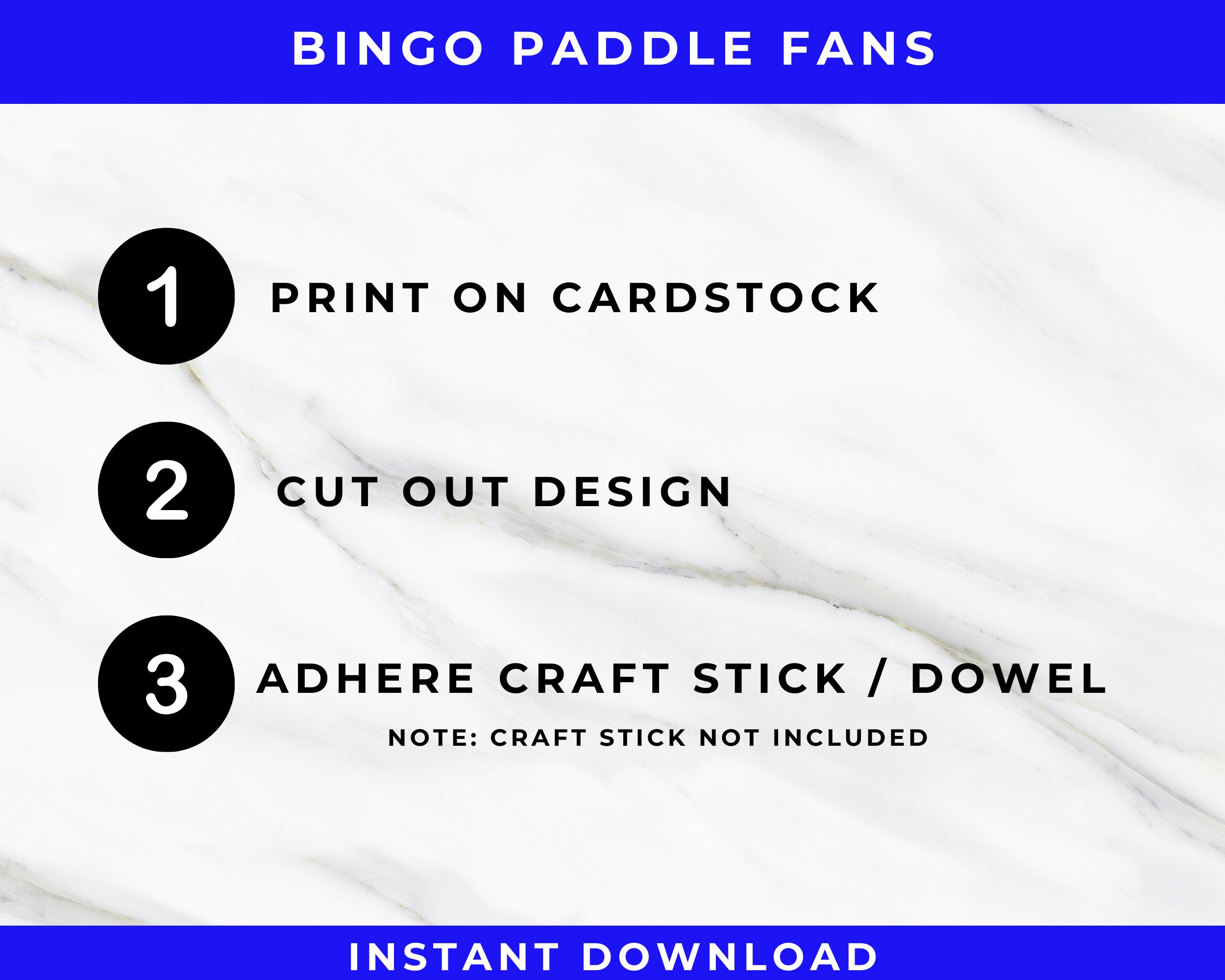 Handheld Printable Bingo Sign or Paddle Fan in Blue and Black Winner ...