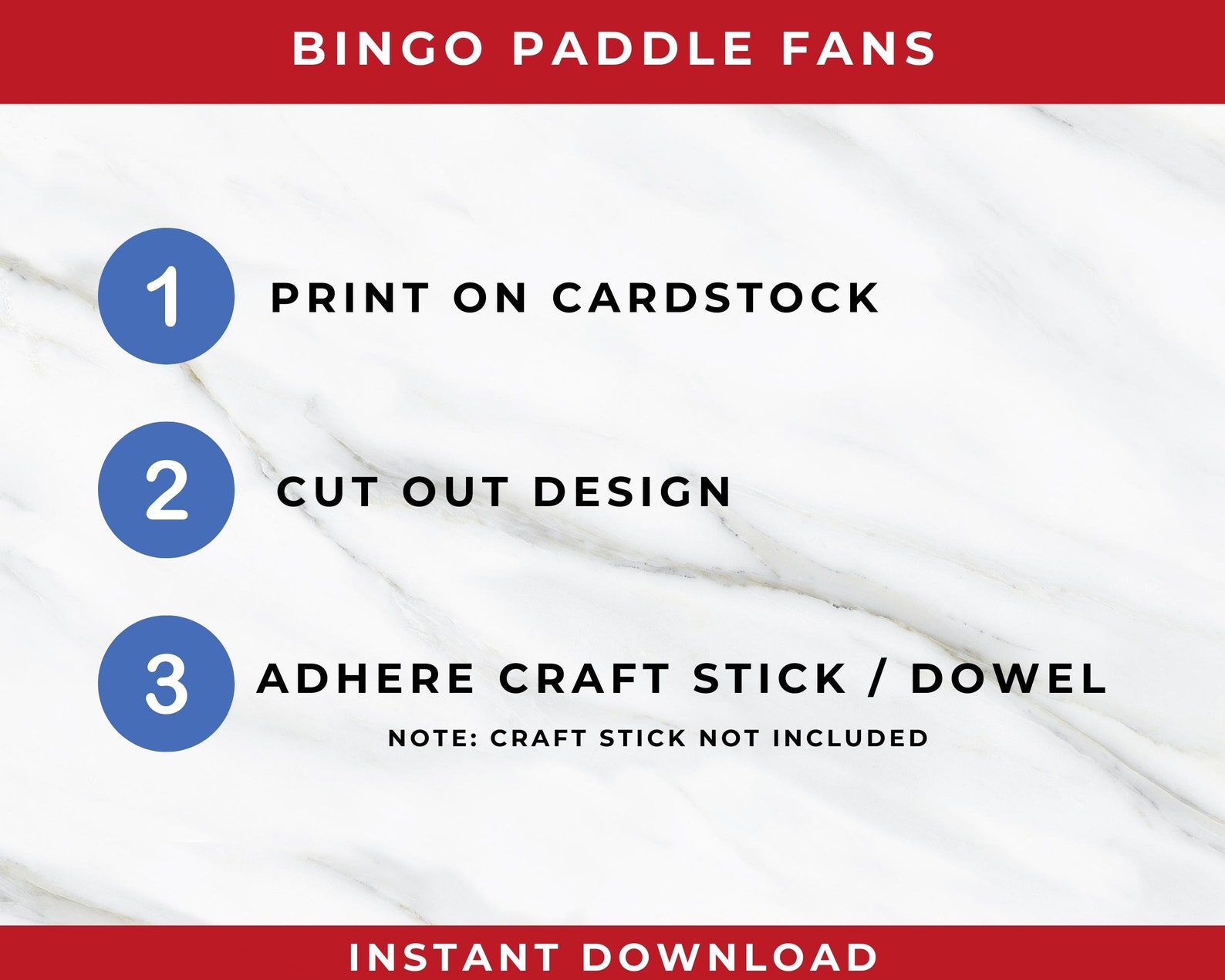 Handheld Printable Bingo Sign or Paddle Fan in 6 Colors to Match Your ...