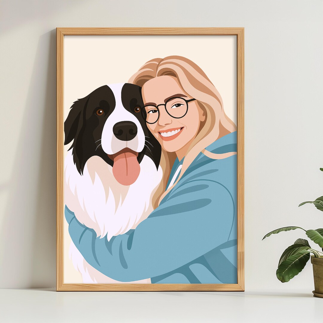 Family Dog Portrait, Custom Dog Owner Gift, Dog Portrait Family ...