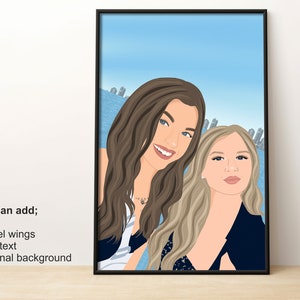 Printable Minimal Faceless Portrait for Best Friend Gift, Custom Photo ...